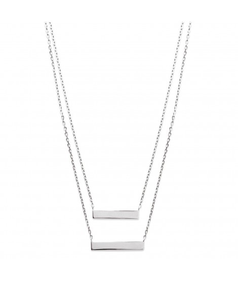 Collier double barre à graver en argent rhodié