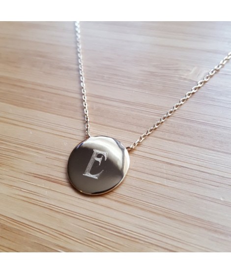 Collier galet avec gravure • plaqué or