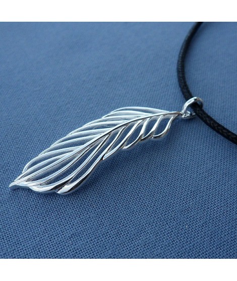 Collier Plume 44 mm en argent ou plaqué or