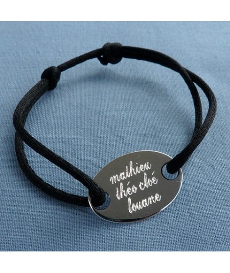 Bracelet Noa ovale en argent ou plaqué or avec gravure